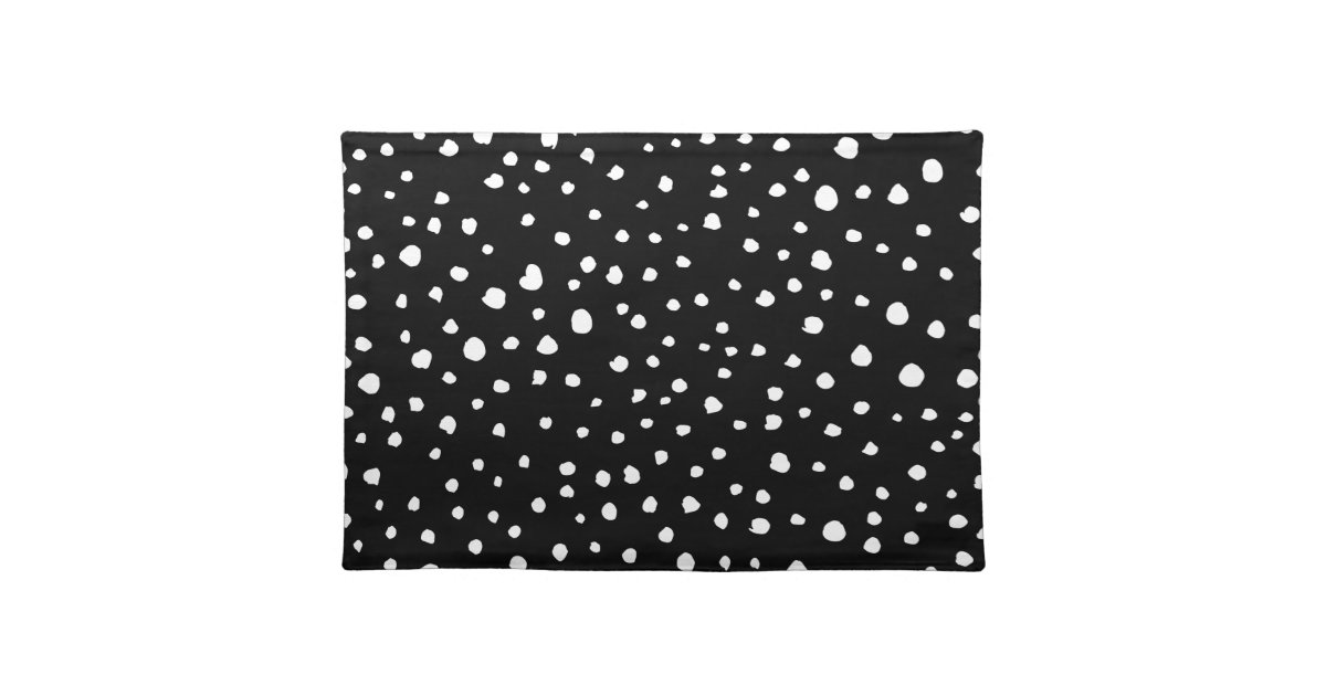 Dalmatian Dots, Dalmatian Spots, Black and White Cloth Placemat | Zazzle