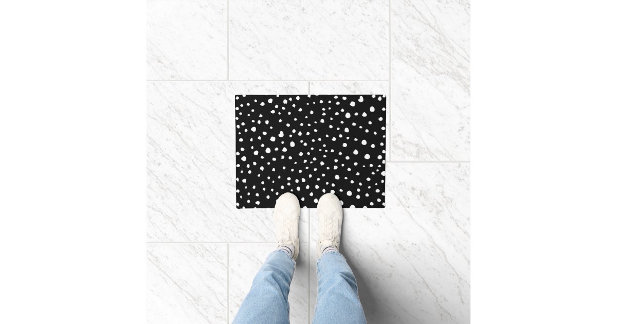 Dalmatian Dots, Dalmatian Spots, Black and White Doormat | Zazzle