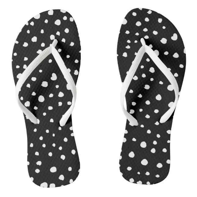 Dalmatian Dots, Dalmatian Spots, Black and White Flip Flops | Zazzle