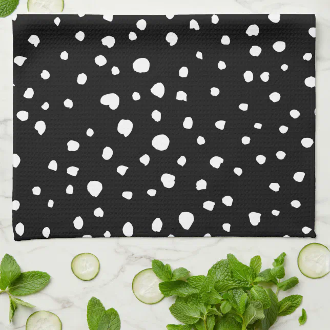 Dalmatian Dots, Dalmatian Spots, Black and White Kitchen Towel | Zazzle