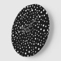 Dalmatian Dots, Dalmatian Spots, Black and White Large Clock | Zazzle
