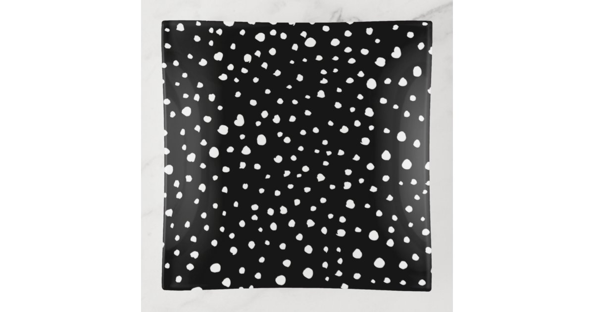 Dalmatian Dots, Dalmatian Spots, Black and White Trinket Tray | Zazzle