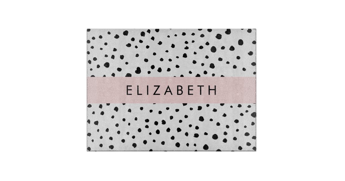 Dalmatian Dots, Spots, Black and White, Your Name Cutting Board | Zazzle