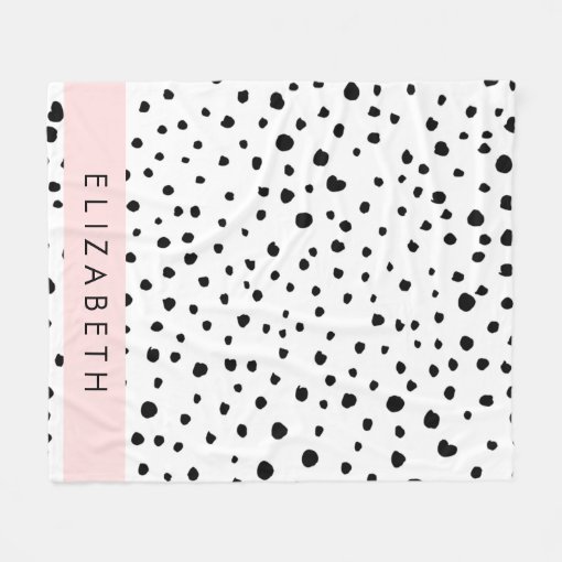 Dalmatian Dots, Spots, Black and White, Your Name Fleece Blanket | Zazzle