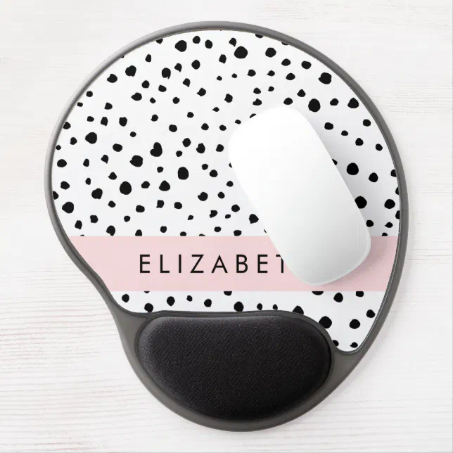 Dalmatian Dots, Spots, Black and White, Your Name Gel Mouse Pad | Zazzle