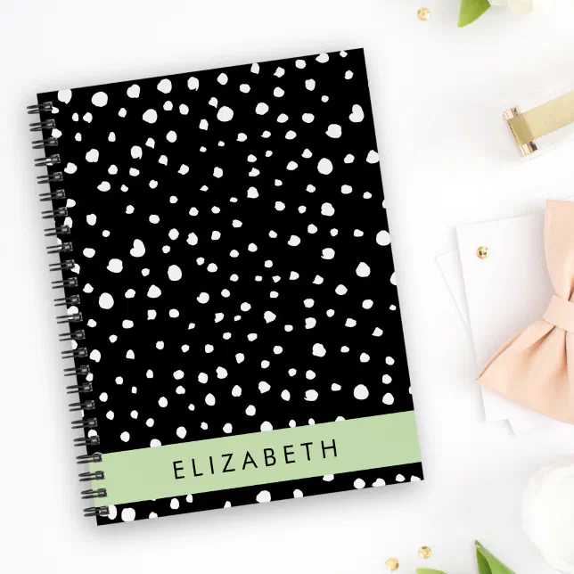 Dalmatian Dots, Spots, Black and White, Your Name Notebook | Zazzle