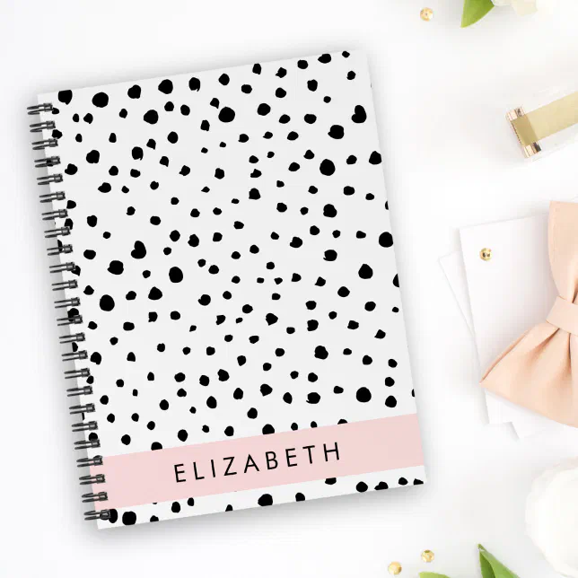 Dalmatian Dots, Spots, Black and White, Your Name Planner | Zazzle