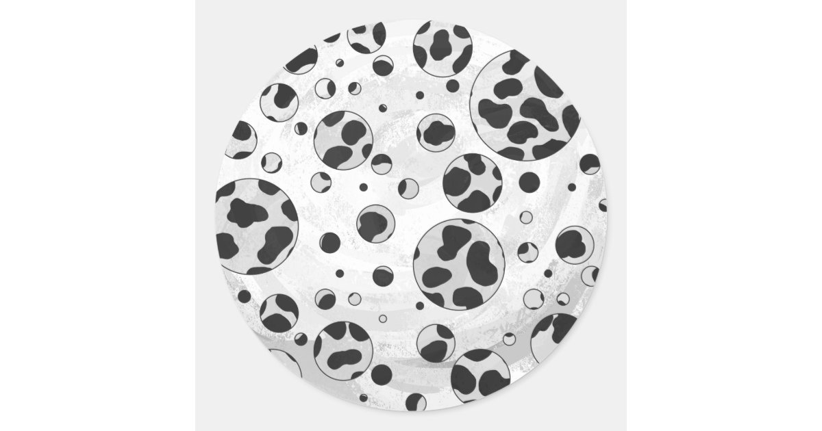 Dalmatian Polka Dot Black and White Classic Round Sticker | Zazzle