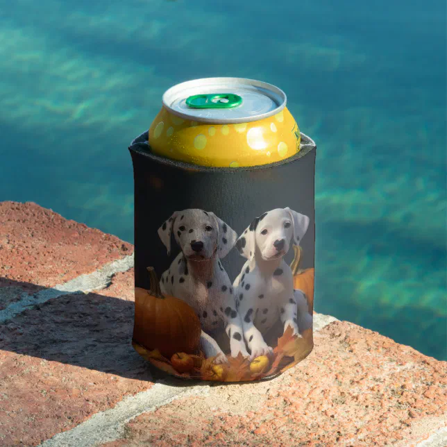 Dalmatian Puppy Autumn Delight Pumpkin Can Cooler | Zazzle