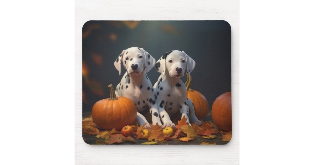 Dalmatian Puppy Autumn Delight Pumpkin Mouse Pad | Zazzle
