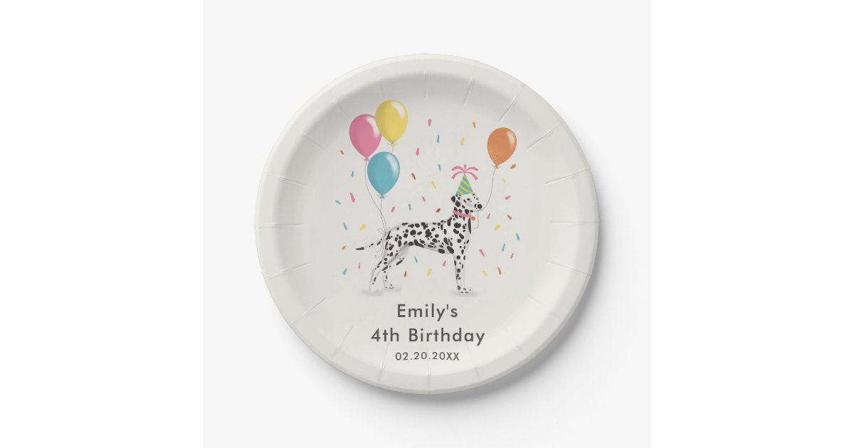 Dalmatian Puppy Dog Kids Birthday Party Paper Plates | Zazzle