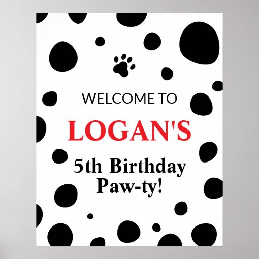 Dalmatian Spots Birthday Welcome Sign | Zazzle