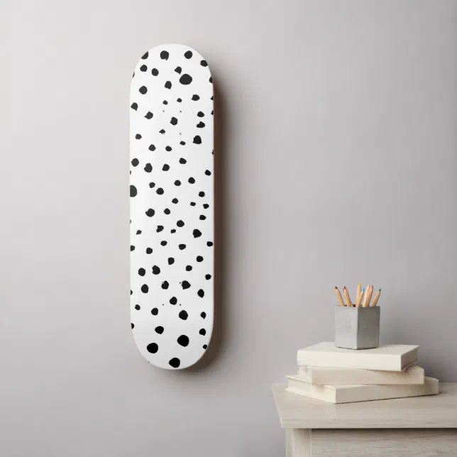 Dalmatian Spots, Dalmatian Dots, Black and White Skateboard | Zazzle