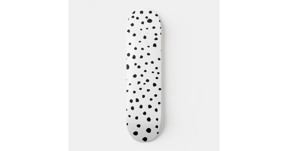 Dalmatian Spots, Dalmatian Dots, Black and White Skateboard | Zazzle