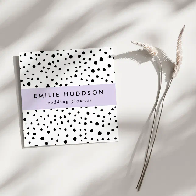 Dalmatian Spots, Dalmatian Dots, Black and White Square Business Card ...