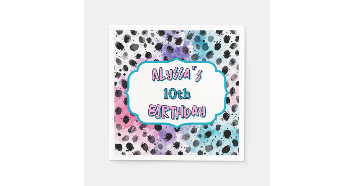 Dalmatian Spots Pastel Watercolor Birthday Napkins | Zazzle