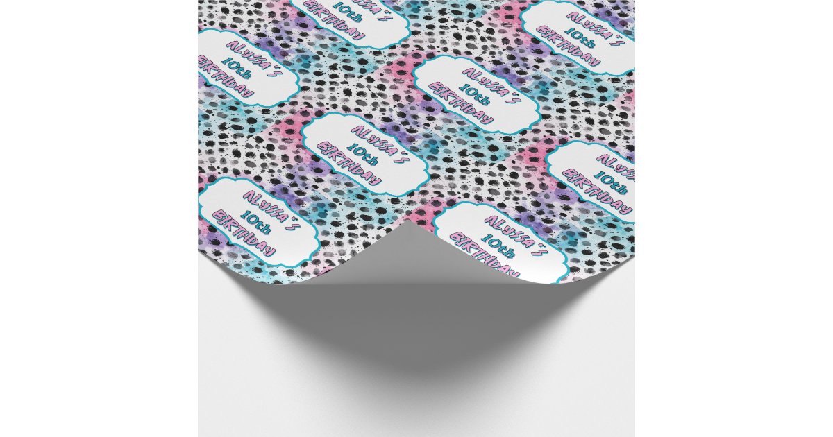 Dalmatian Spots Pastel Watercolor Birthday Wrapping Paper | Zazzle