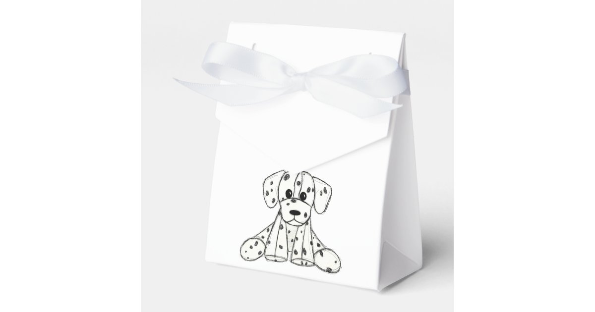 Dalmatian stuffed dog drawing outline simple black favor boxes | Zazzle