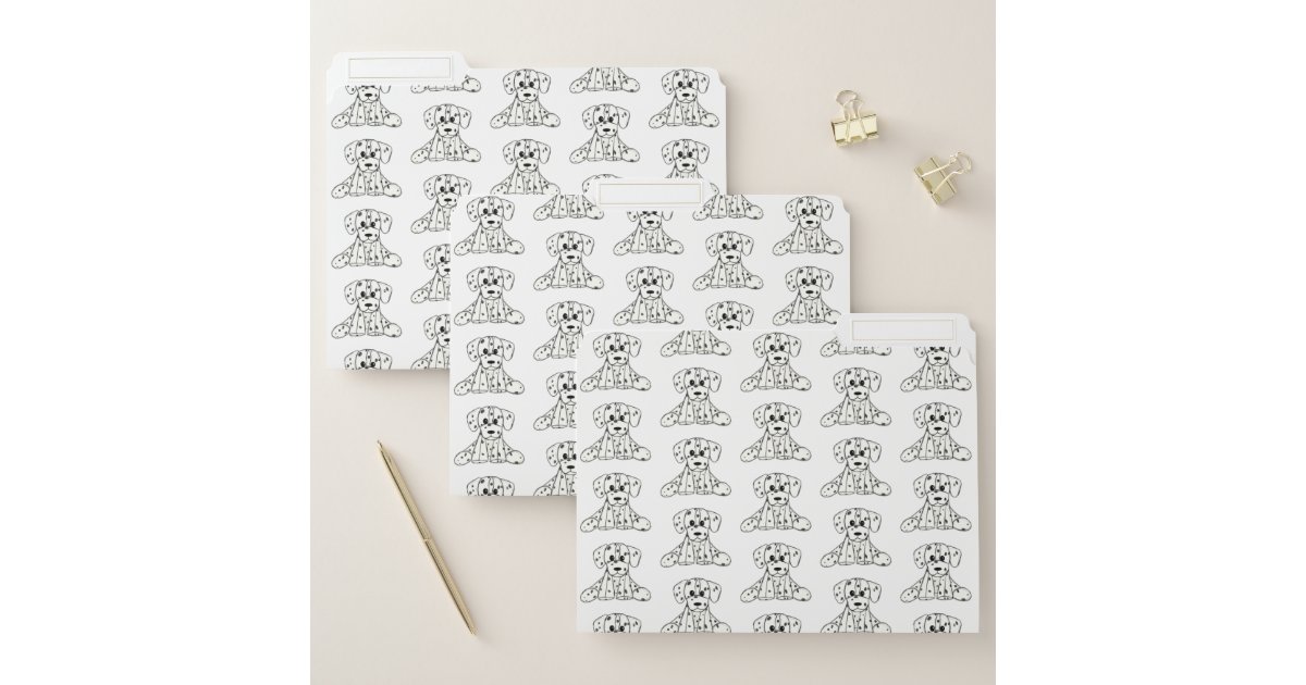 Dalmatian stuffed dog drawing outline simple black file folder | Zazzle