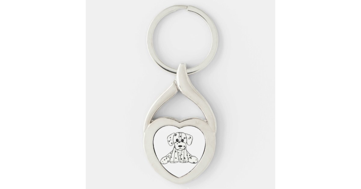 Dalmatian stuffed dog drawing outline simple black keychain | Zazzle