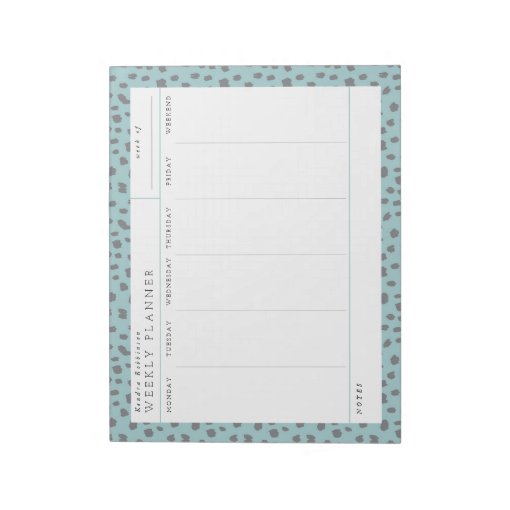Dalmatian Turquoise Weekly Planner Notepad | Zazzle