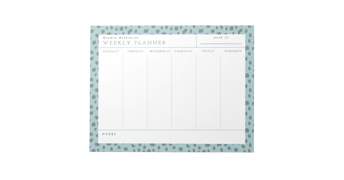 Dalmatian Turquoise Weekly Planner Notepad | Zazzle