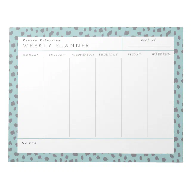 Dalmatian Turquoise Weekly Planner Notepad | Zazzle