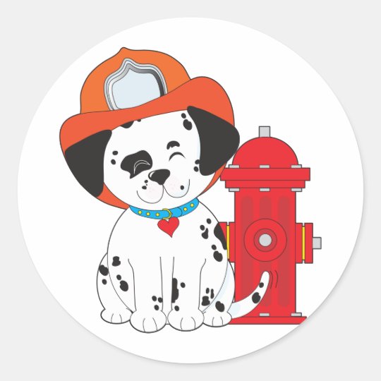 Dalmation Fire Dog Classic Round Sticker | Zazzle.com