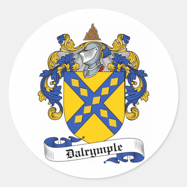 DALRYMPLE FAMILY CREST - DALRYMPLE COAT OF ARMS CLASSIC ROUND STICKER ...
