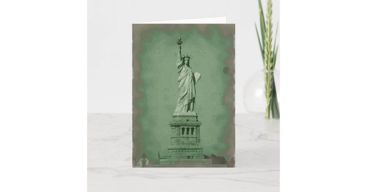 Damaged Photo Effect Statue of Liberty Card | Zazzle