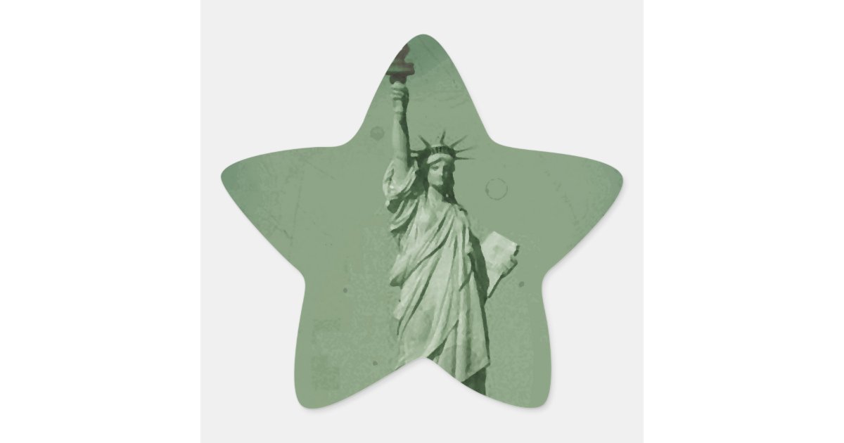 Damaged Photo Effect Statue of Liberty Star Sticker | Zazzle