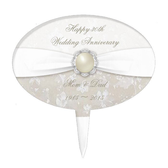 Damask 30th Wedding Anniversary Cake Topper | Zazzle