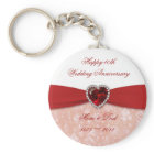 Damask 40th Wedding Anniversary Design Keychain | Zazzle