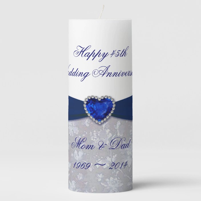 Damask 45th Wedding Anniversary 3x8" Pillar Candle | Zazzle.com