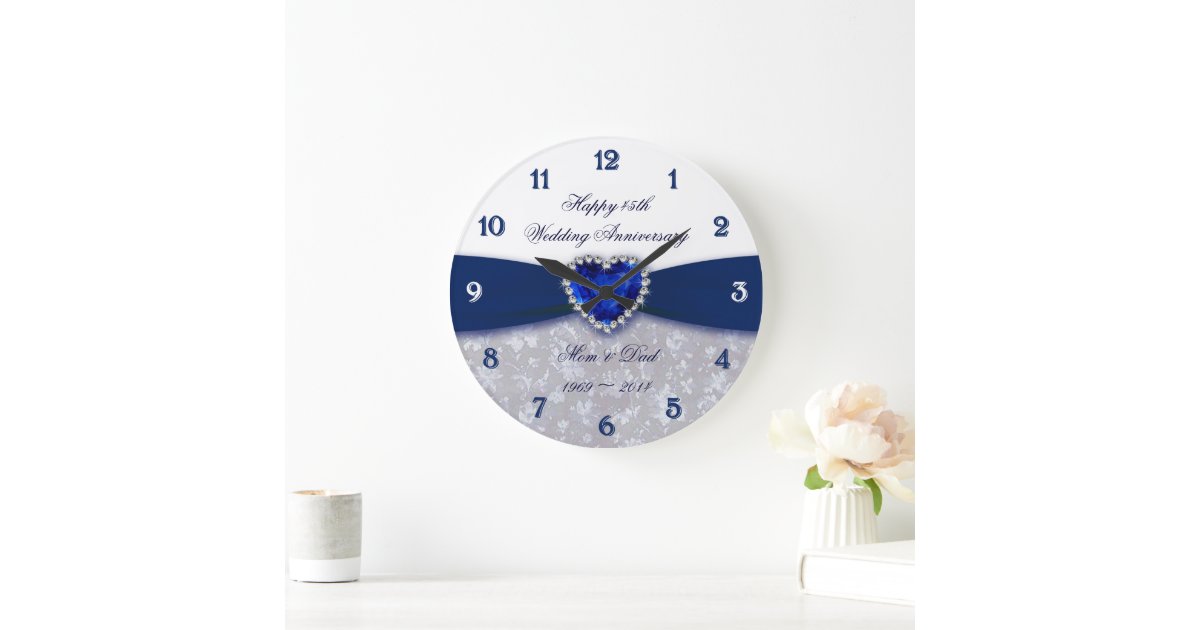 Damask 45th Wedding Anniversary Clock | Zazzle