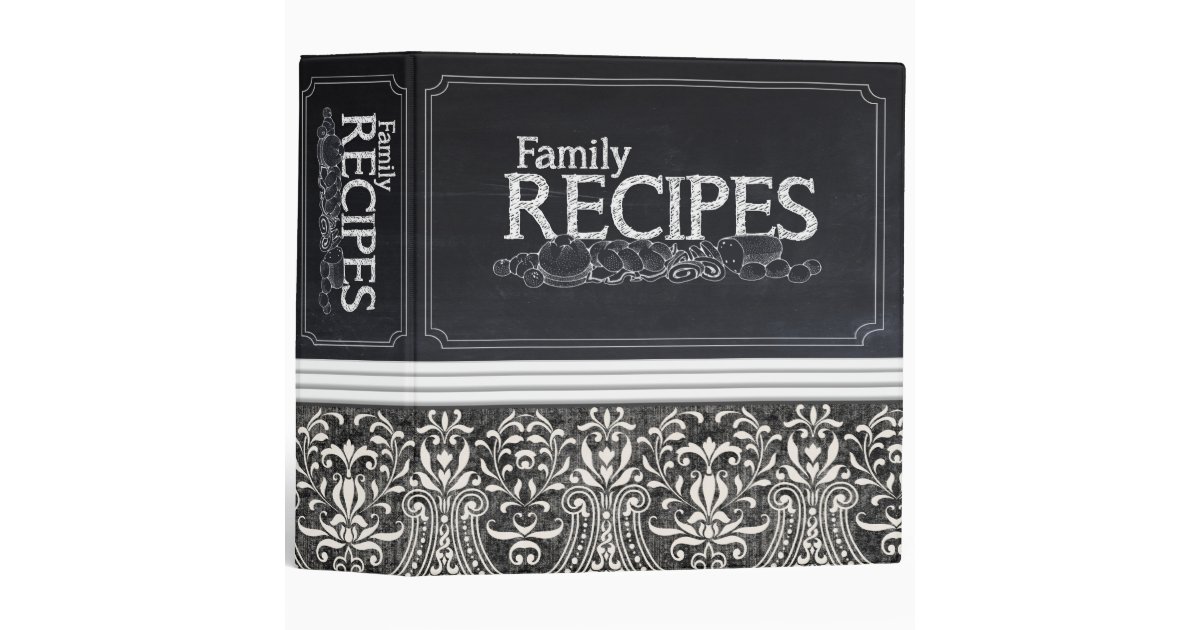 Damask and Chalkboard Recipe Binder | Zazzle