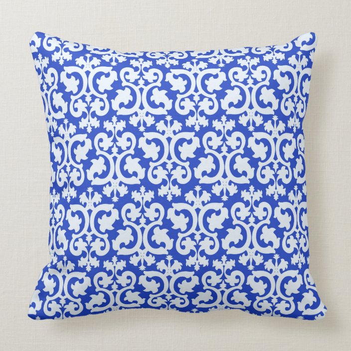 Damask Blue Throw Pillow | Zazzle.com