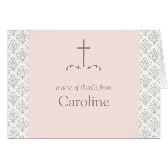 Damask Blush Pink Cross Note Card | Zazzle.com