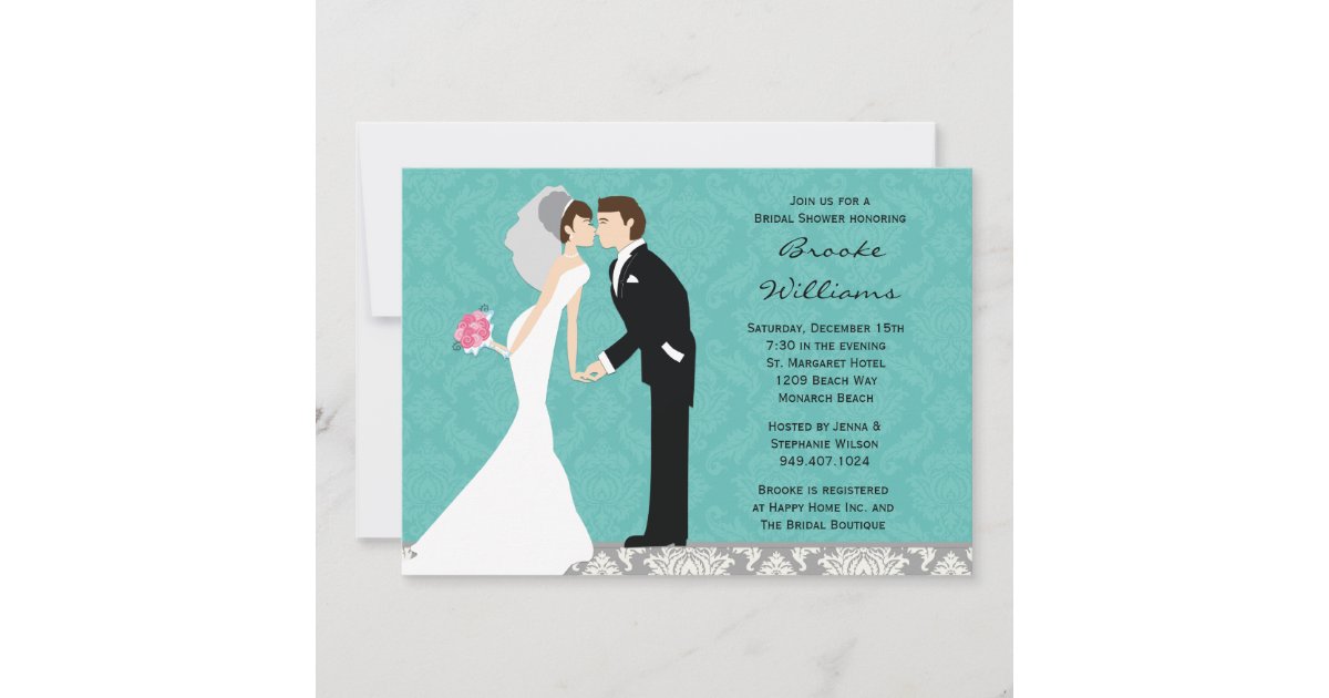 Damask Bride and Groom Wedding Shower Invitation | Zazzle