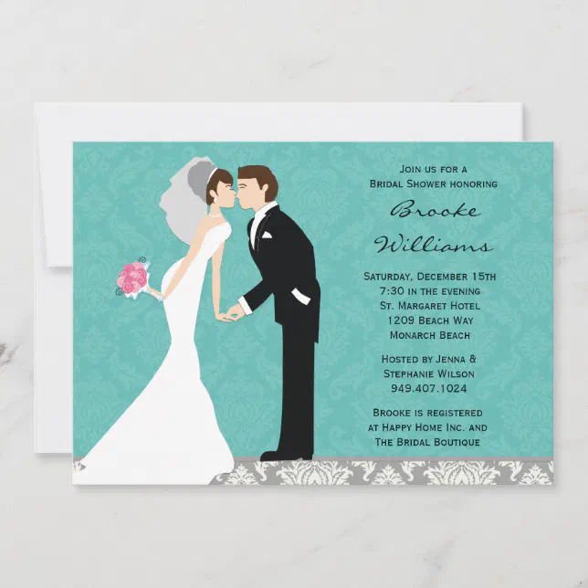 Damask Bride and Groom Wedding Shower Invitation | Zazzle