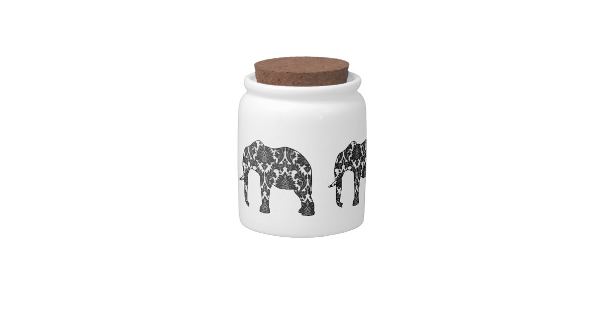 damask elephant cookie jar | Zazzle