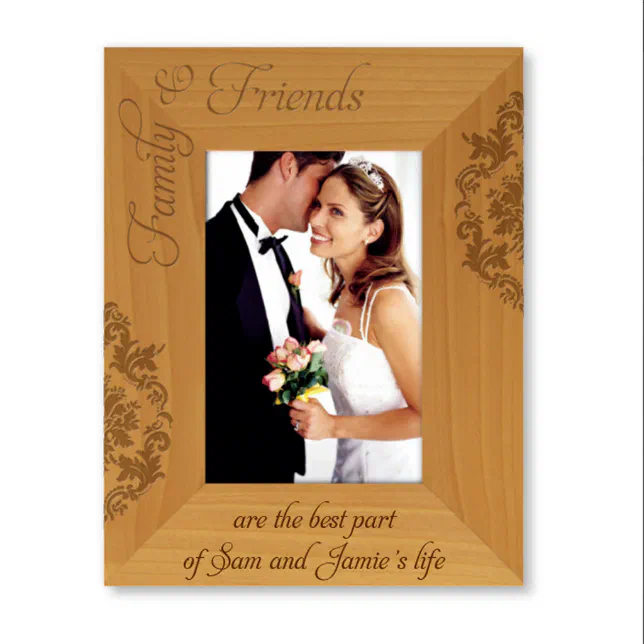 Damask Engraved 9x7 Wooden Picture Frame | Zazzle