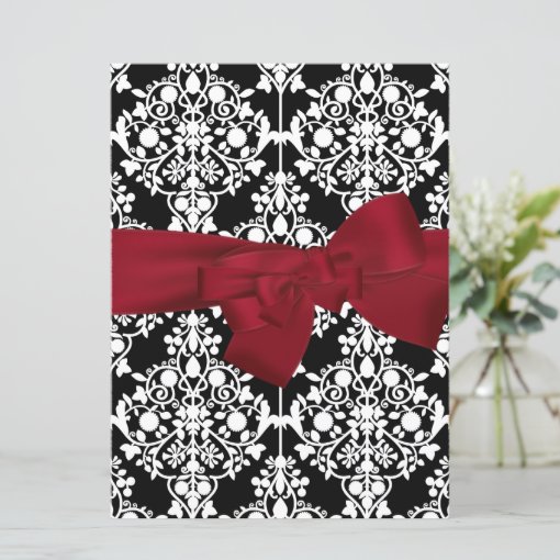 Damask Event Invitation Red large | Zazzle