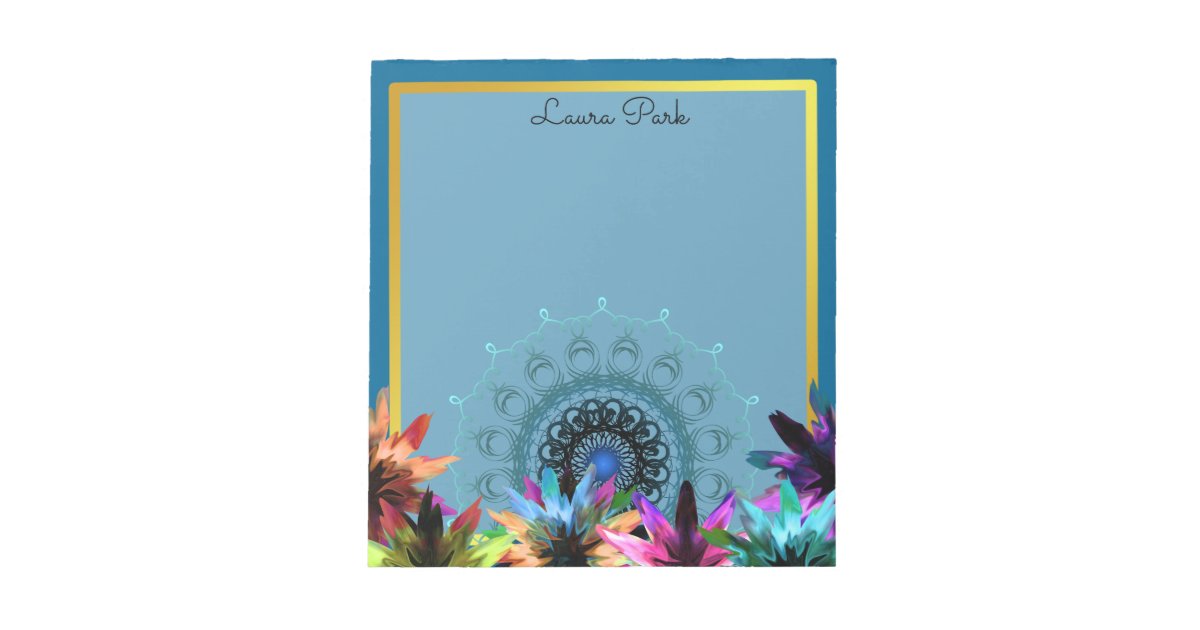 Damask Floral Gold Faux Personalized Cute Girly Notepad | Zazzle