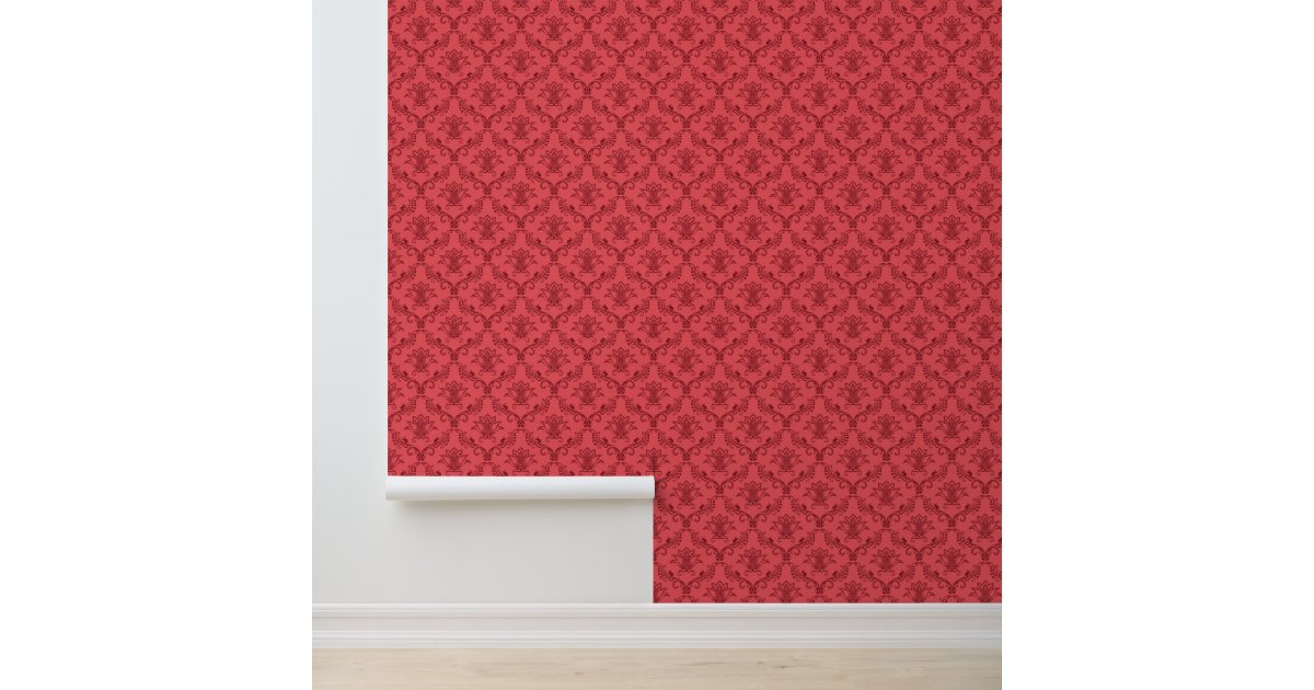 Damask floral pattern wallpaper | Zazzle