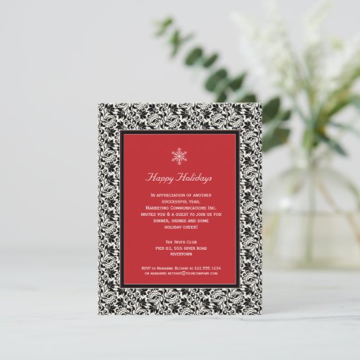 Damask Framed Holiday Party Invitation | Zazzle