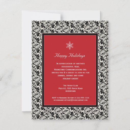 Damask Framed Holiday Party Invitation | Zazzle