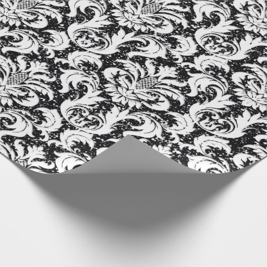 Gothic Black Skull Grunge Damask Pattern Wrapping Paper | Zazzle.com