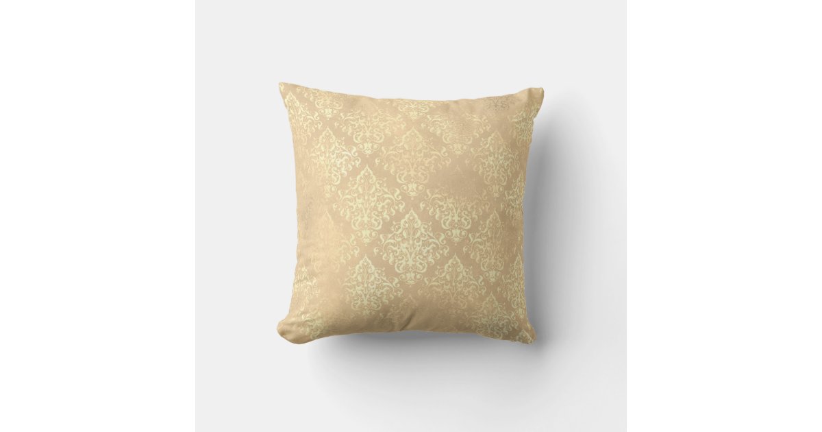 Damask gold elegant vintage Victorian Throw Pillow | Zazzle