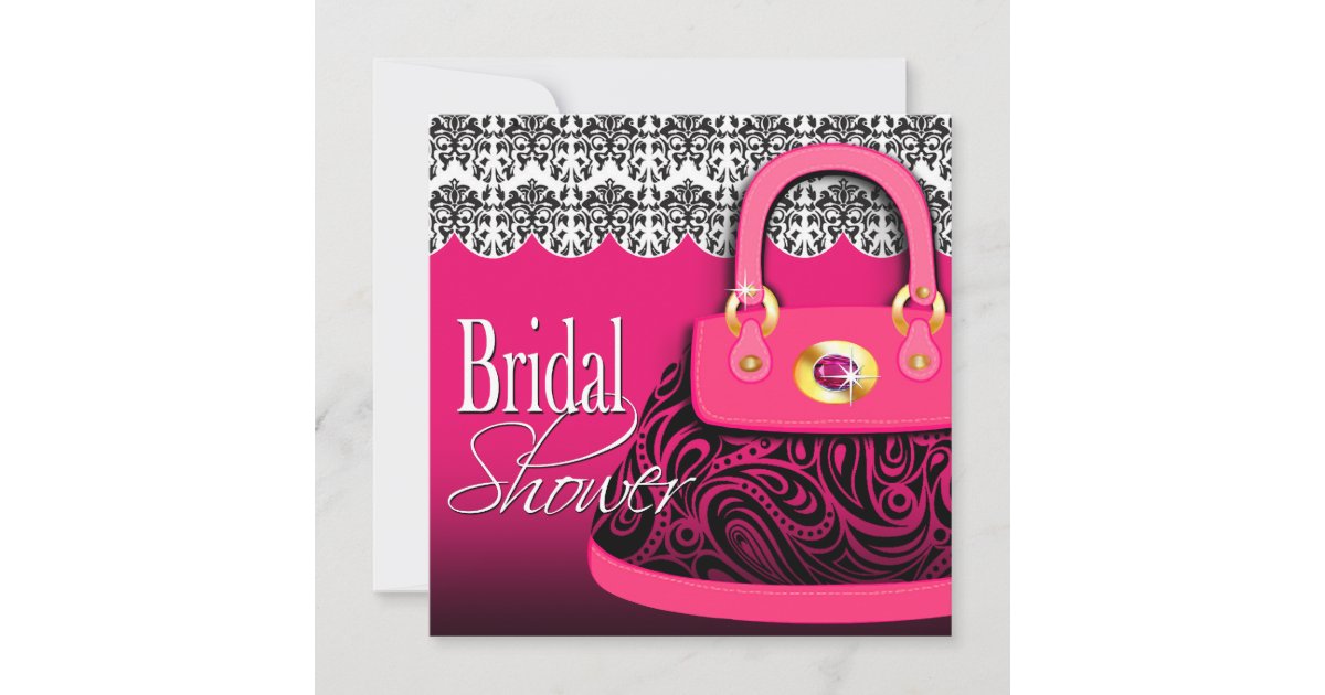 Damask Handbag Paisley Purse Bridal Shower Invitation | Zazzle